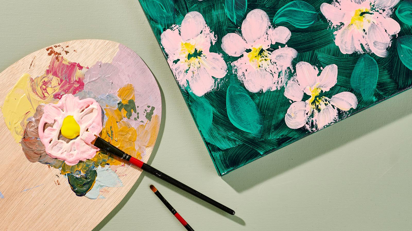 Akryl Maleri Blomster Blomstermalerier Af Gerda Nietzer. Malerier Af