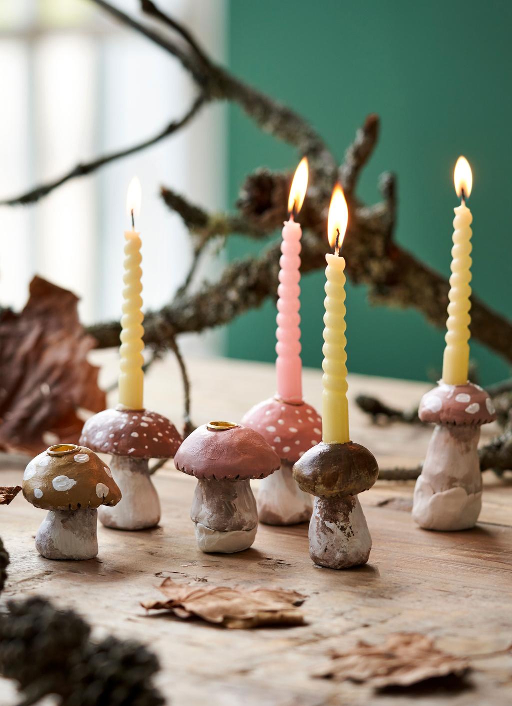 clay candlestick holders