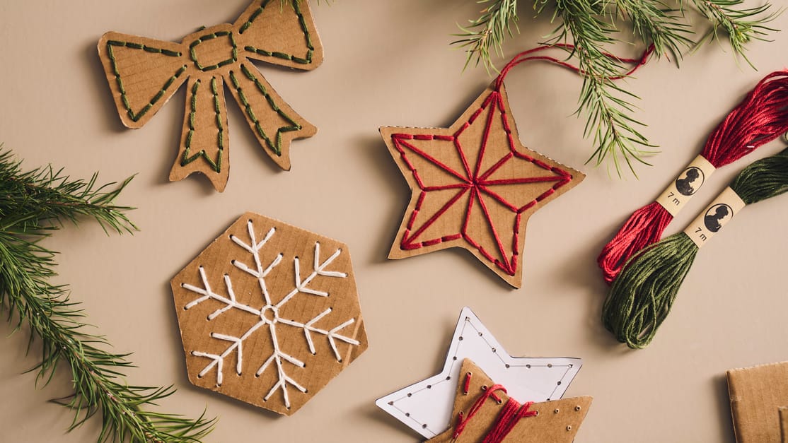 Embroidered cardboard ornaments | DIY project | Søstrene Grene